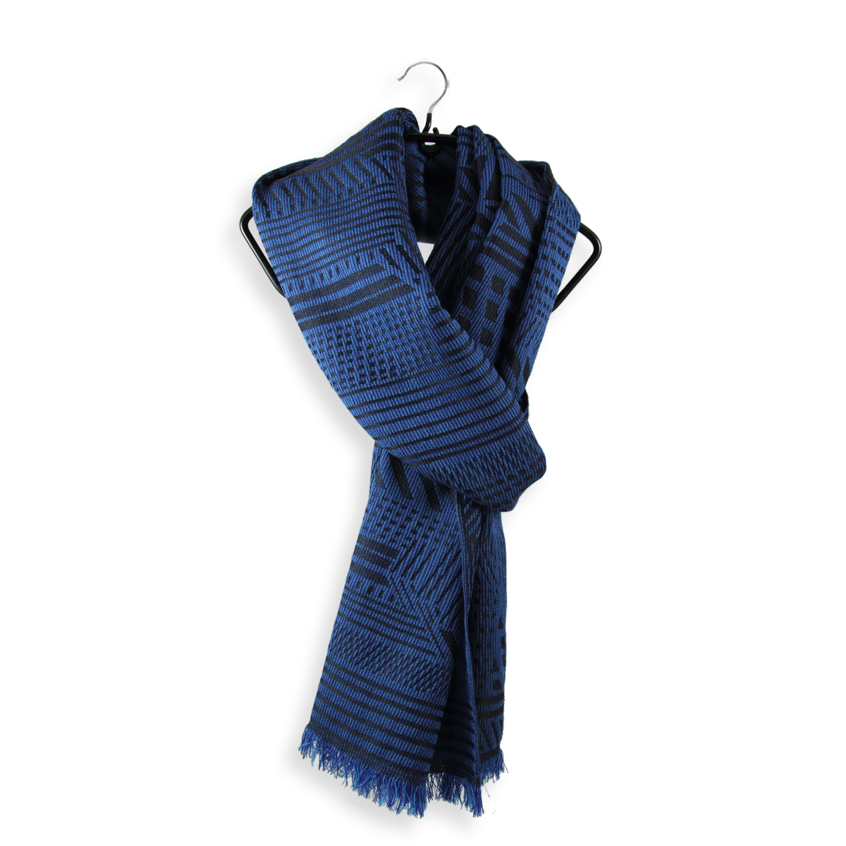 A small, bright blue scarf for men, crafted from natural materials and ...