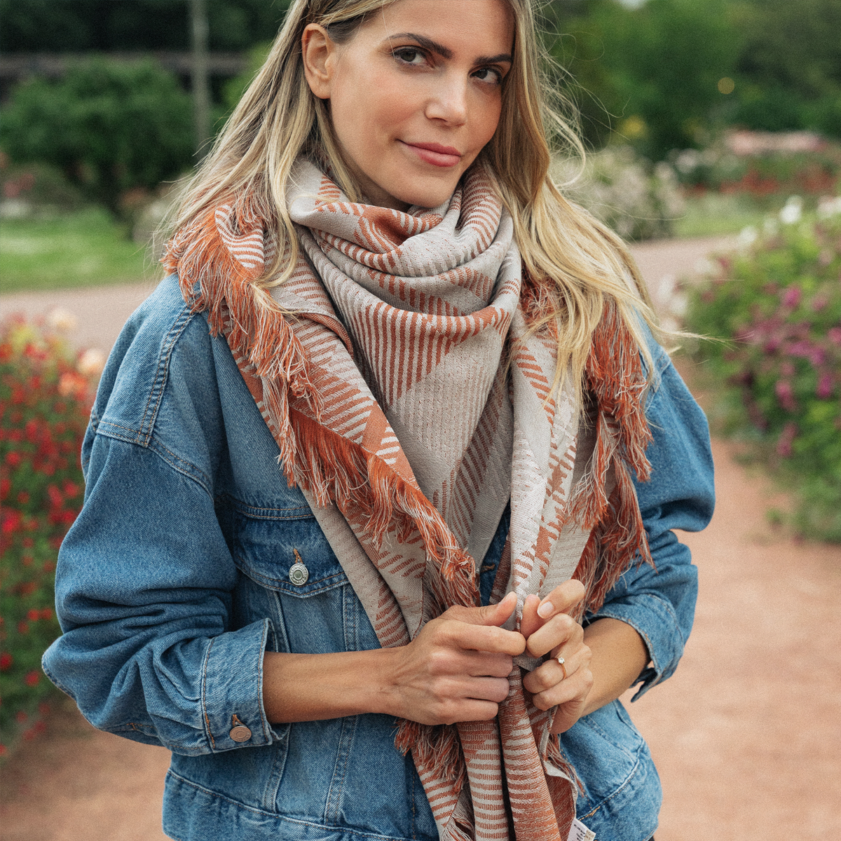 Oversized Merino wool and rayon blend scarf, cutting edge Scottish design.