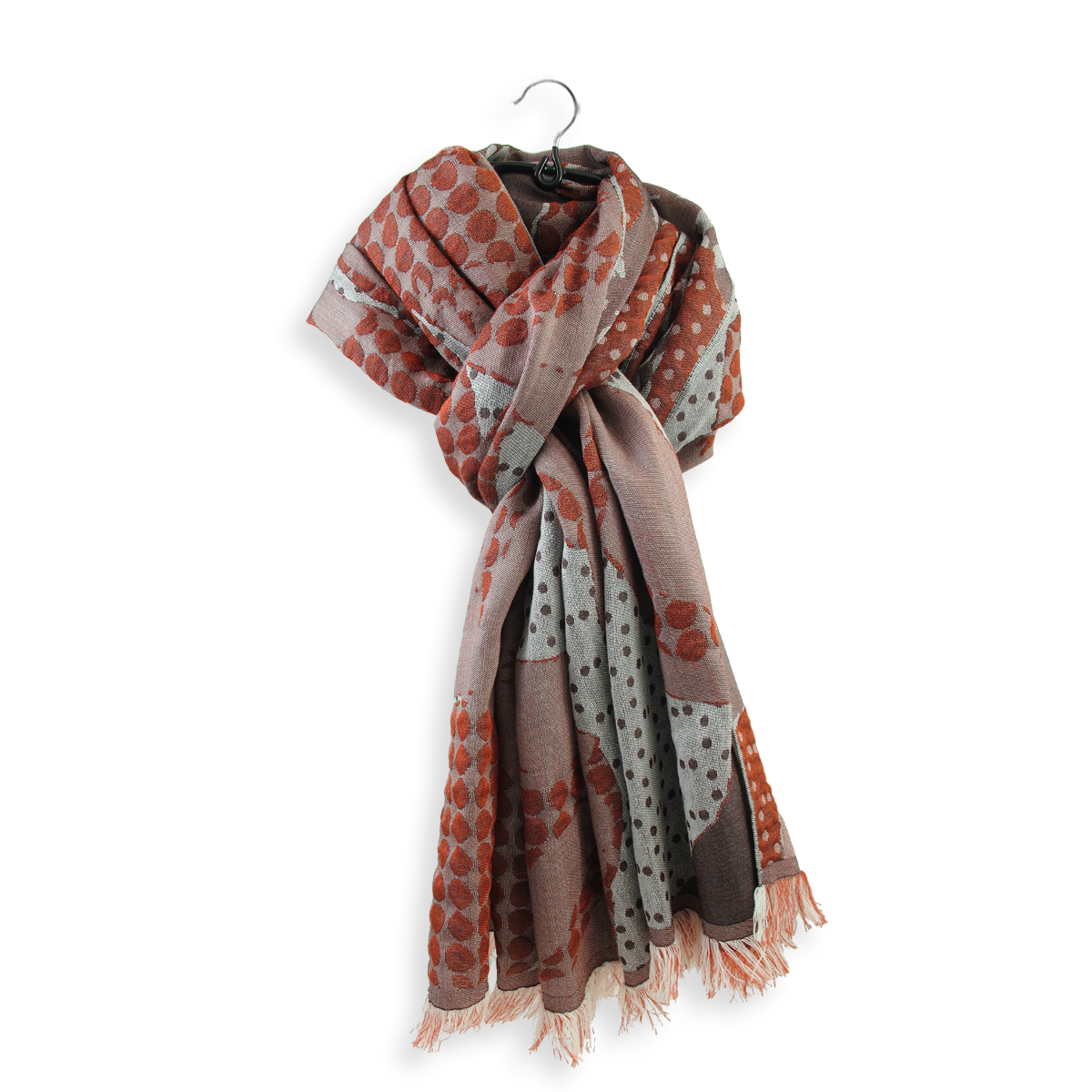 Off-white and rust wool, cotton, and silk blend women's stole | oversize.
